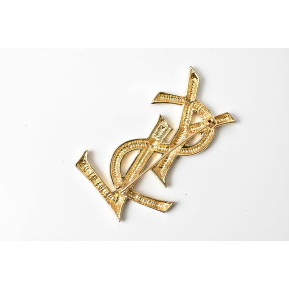 Saint Laurent | Bags | Saint Laurent Brooch Monogram Ysl Logo Gold ...